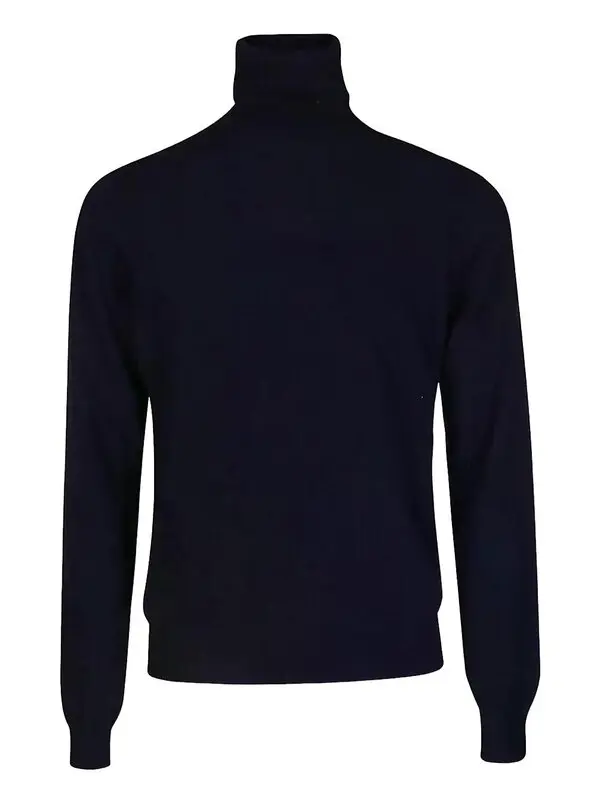Malo Turtleneck Ribbed Sweater - Blue