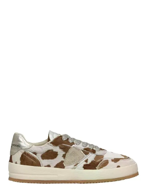 Philippe Model Cow-print Leather Sneakers - White