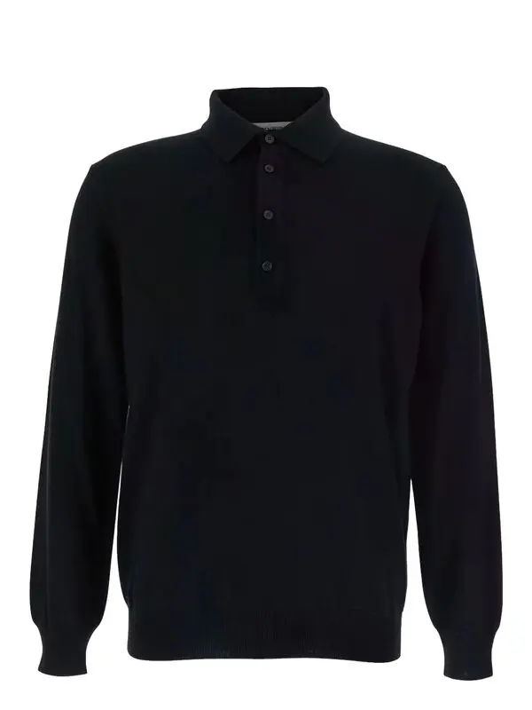 KANGRA Four-button Polo Neck Sweater - Black