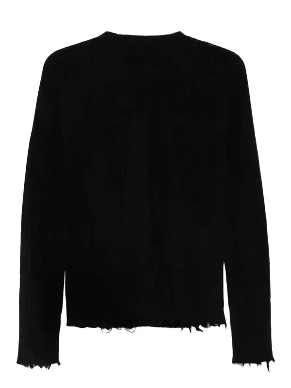UMA WANG Ribbed Frayed-edge Jumper - Black