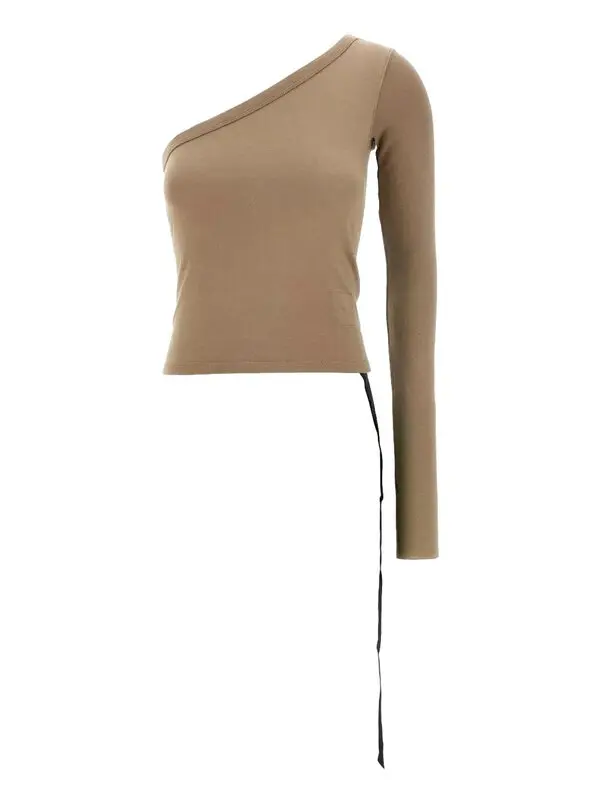 Rick Owens Ziggy Asymmetric-neckline T-shirt - Neutrals