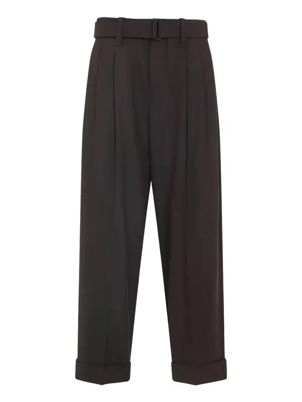 Brunello Cucinelli Belted Pleated Straight Trousers - Brown