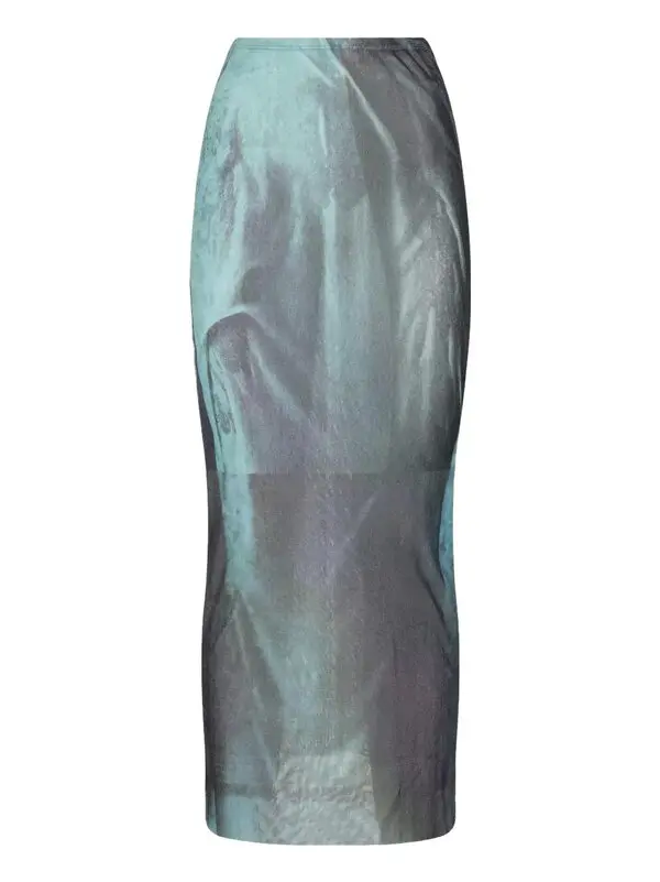 Jean Paul Gaultier Water Print Long Skirt - Blue