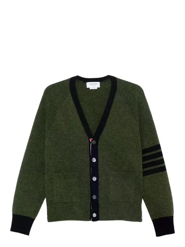 Thom Browne 4-bar V-neck Wool Cardigan - Green