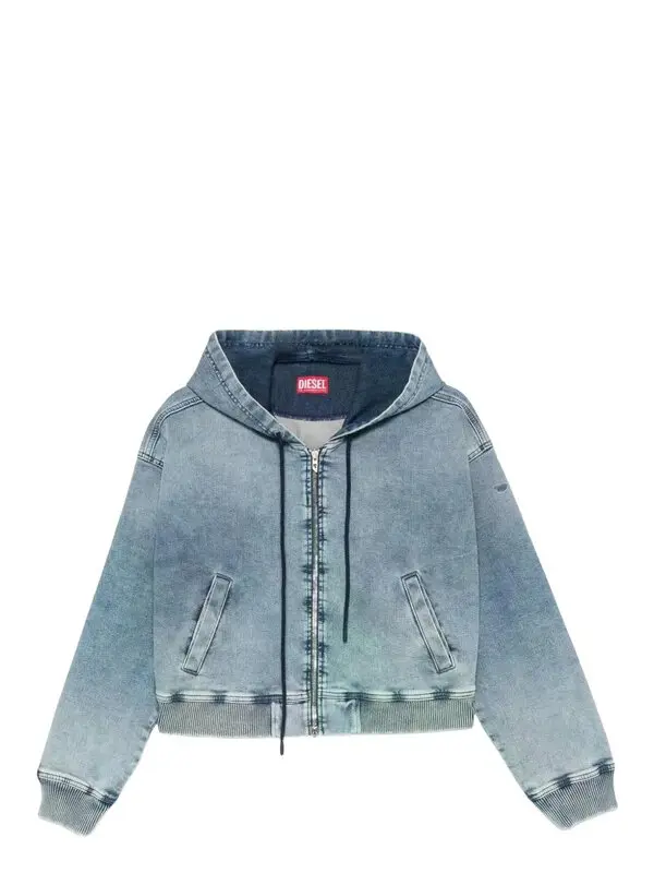 DIESEL Hooded Zip-up Denim Jacket - Blue