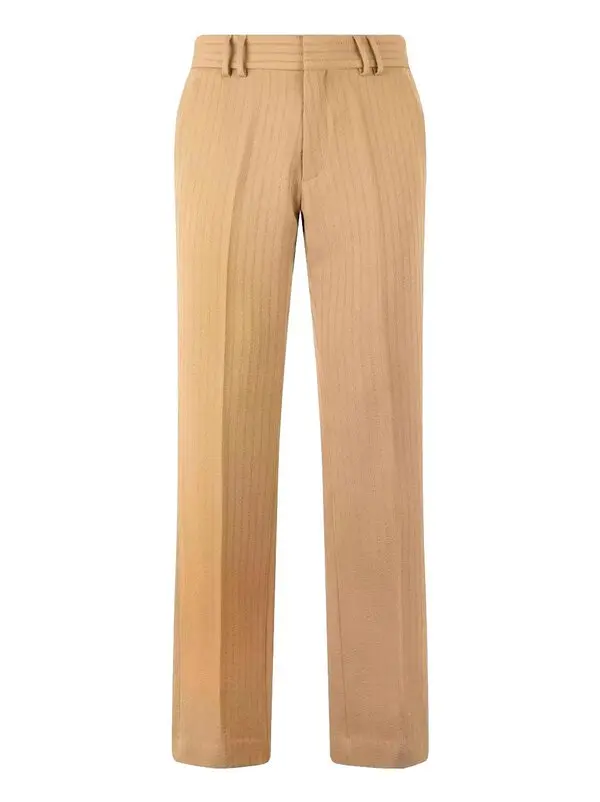 Roberto Cavalli Striped Virgin Wool Trousers - Brown
