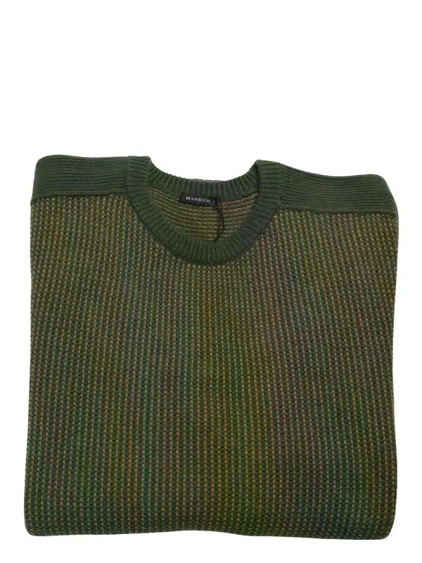 Manrico Cashmere Textured Crewneck Sweater - Green