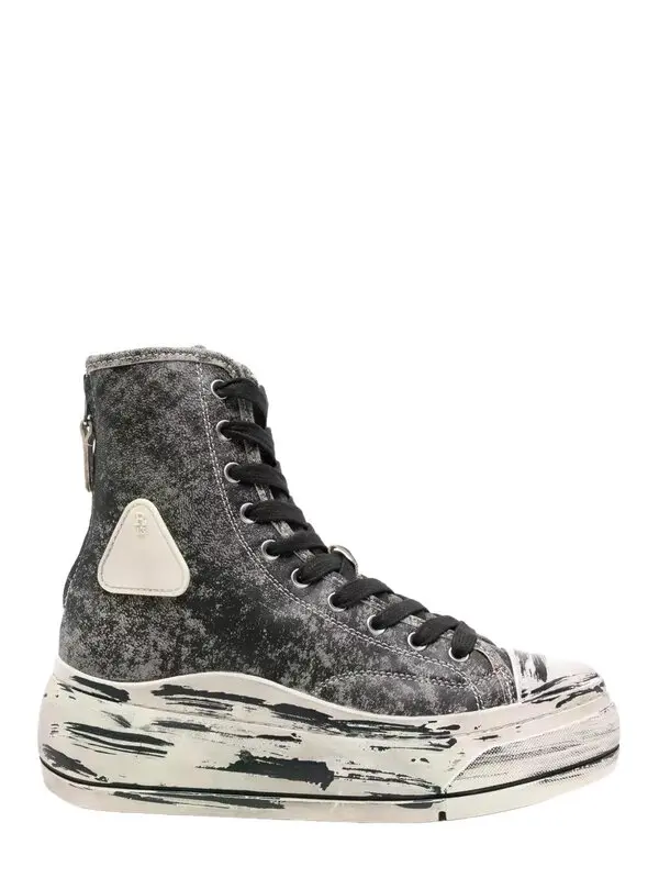R13 Kurt Distressed Zip Sneakers - Black
