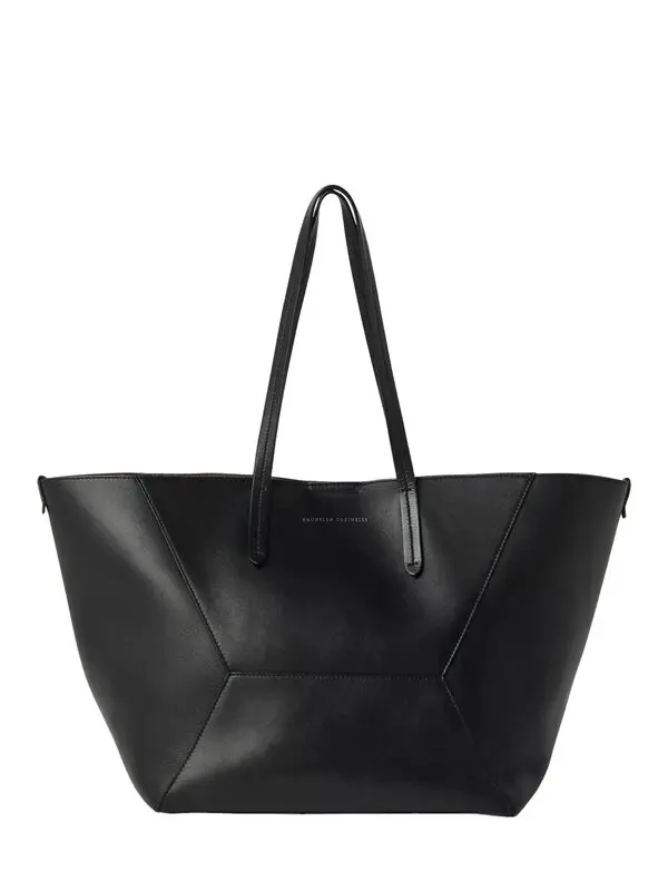 Brunello Cucinelli Panelled Leather Tote - Black