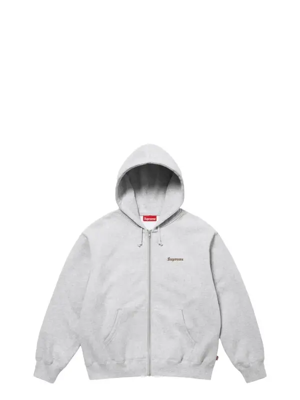 Supreme Crest Zip-up Ss 25 Hoodie - Grey
