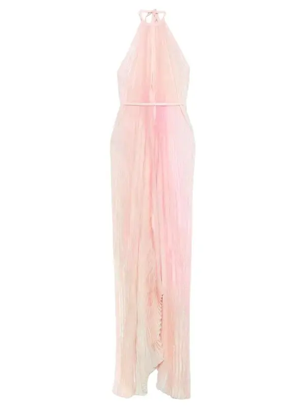 L'IDEE Pleated Halterneck Gown - Pink