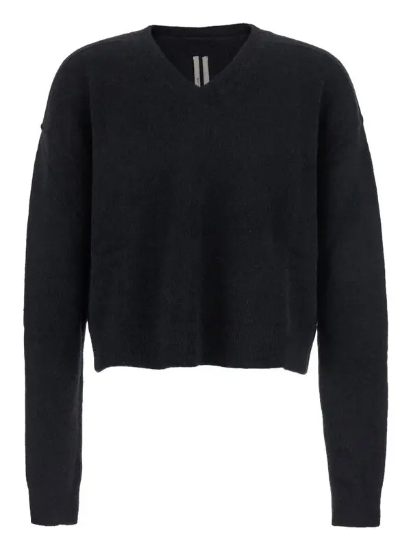 Rick Owens Sweater With V Neck And Dropped Shoulders - Black