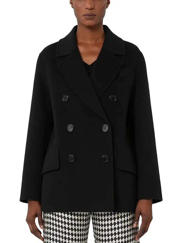 Max Mara Wool Double-breasted Pea Coat - Black