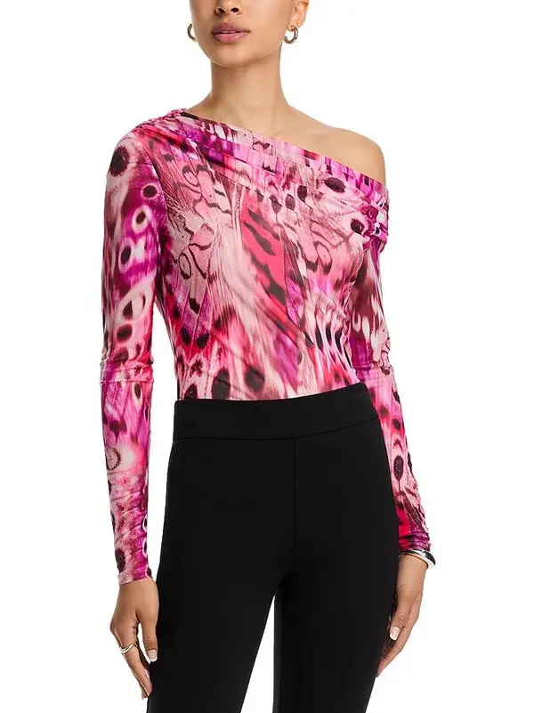 AFRM Printed Asymmetric Top - Berry Butterfly