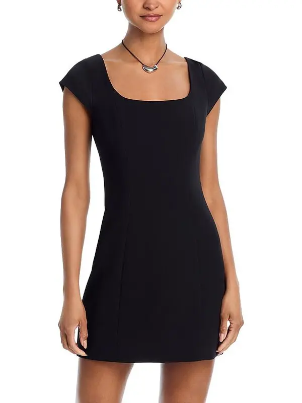 French Connection Azra Twill Cap Sleeve Mini Dress - Black