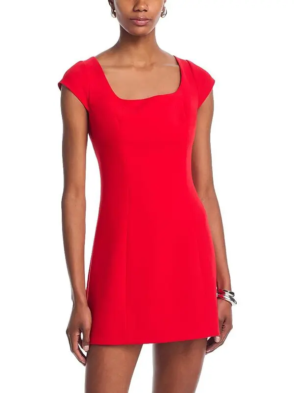 French Connection Azra Twill Cap Sleeve Mini Dress - Mars Red