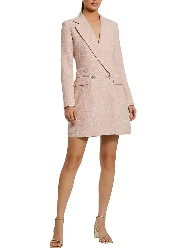 Mac Duggal Boucle Blazer Mini Dress - Blush