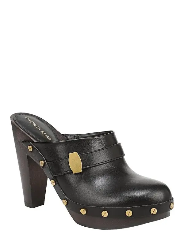 Veronica Beard Giana High Heel Mule Clogs - Black