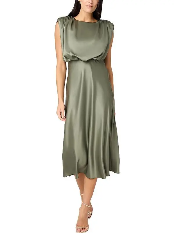 TOCCIN Flora Satin Midi Dress - Olive