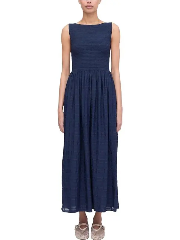 Hill House Home The Cosima Nap Dress - Navy Sheer Plaid