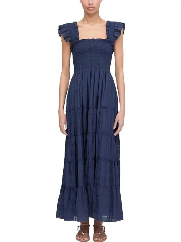Hill House Home The Ellie Maxi Nap Dress - Navy Sheer Plaid