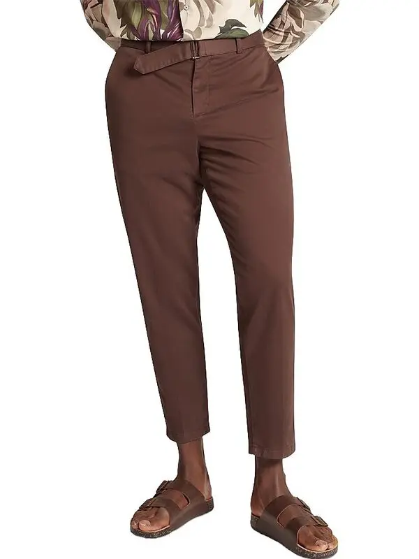 Ted Baker London Tapered Fit Belted Stretch Pants - Dark Brown