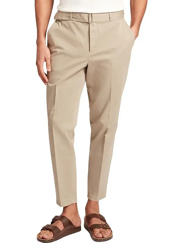 Ted Baker London Tapered Fit Belted Stretch Pants - Khaki