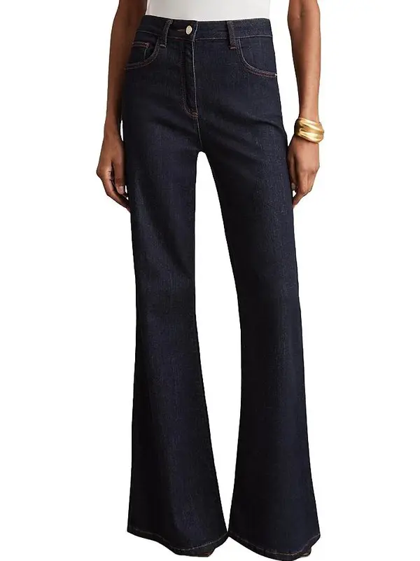 REISS Bonnie High-rise Flared Jeans - Dark Blue