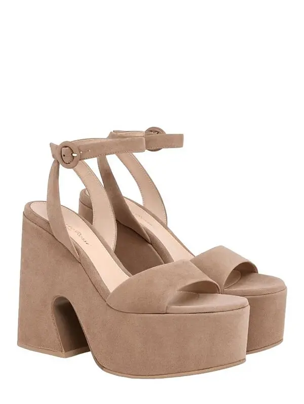 GIANVITO ROSSI Ziggy Platform Sandals - Pink Suede