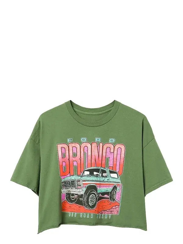 Junk Food Clothing Bronco Off Road Ready Crop Tee - Military Green