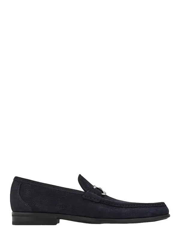 FERRAGAMO Grandiosonab Leather Loafers - Navy
