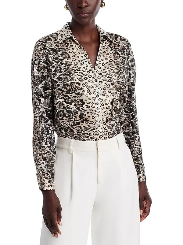 Elie Tahari Madeline Silk-blend Blouse - Sunset Leopard Print