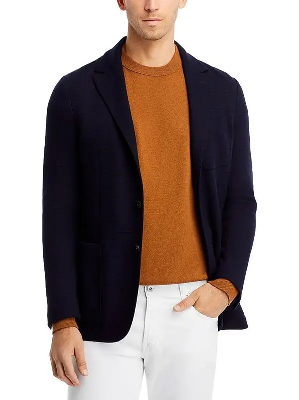 Canali Textured Jersey Knit Sport Coat - Navy
