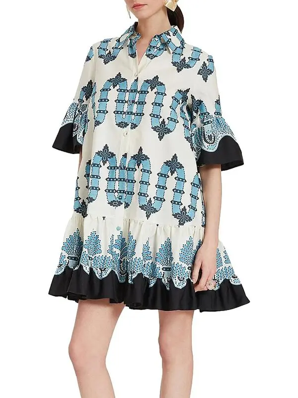 La DoubleJ Choux Printed Mini Dress - Scirocco Placee Ivory