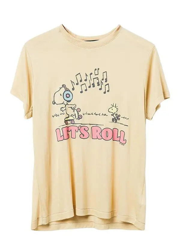 Junk Food Clothing Peanuts Let's Roll Tissue Tee - Camel