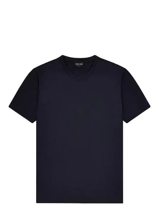 Giorgio Armani Plain-knit Jersey T-shirt In A Silk-and-cotton Blend - Blue