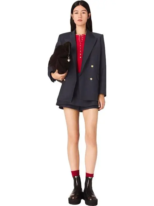 Maje Suit Jacket With Gold Buttons - Black