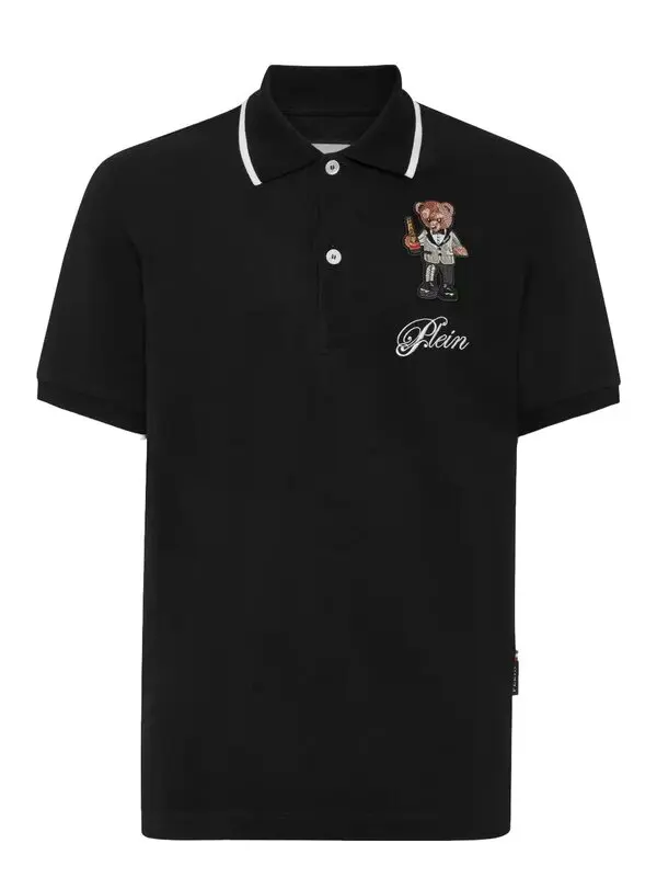 Philipp Plein Teddy Bear-embroidered Polo Shirt - Black