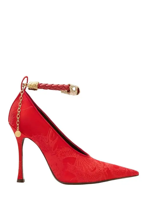 Roberto Cavalli Jacquard Jewel-strap Pumps - Red