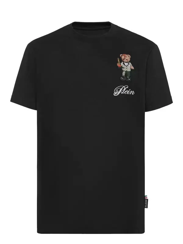 Philipp Plein Teddy Bear-embroidered T-shirt - Black