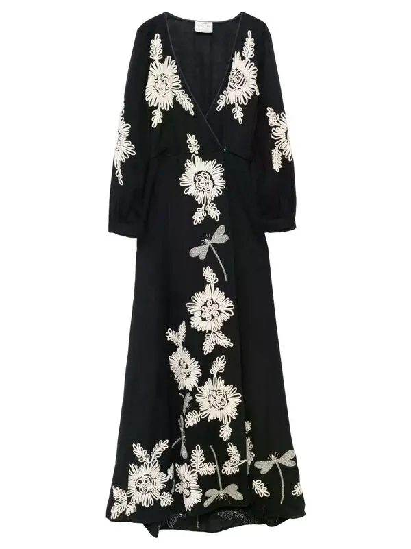 FORTE_FORTE Floral-embroidered Maxi Dress - Blue