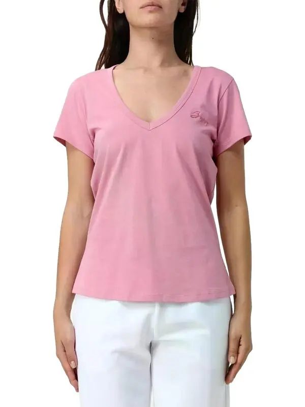 BOSS Embroidered V-neck T-shirt - Pink