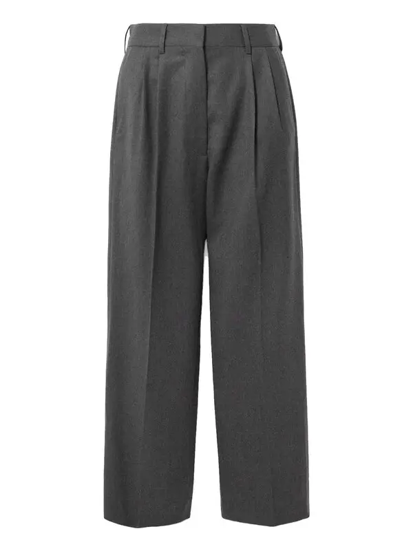BLAZÉ MILANO Fox Pleated Wool-twill Straight-leg Pants - Gray