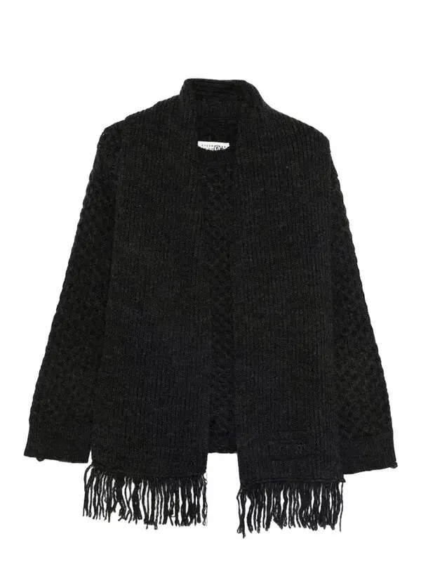 MAISON MARGIELA Chunky-knit Sweater With Attached Scarf - Grey
