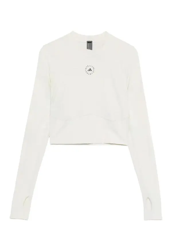 Adidas By Stella McCartney Logo-embellished Long-sleeve T-shirt - Neutrals