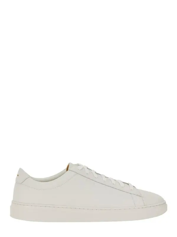 BOSS Grained Leather Sneaker - White