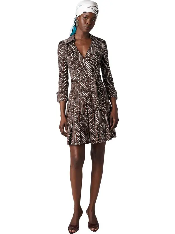 Diane Von Furstenberg Isla Wrap Dress - Tiny Piazza Tiger Coffee Grind