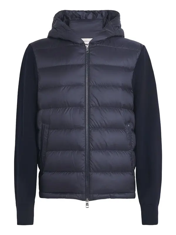 Moncler Virgin Wool Down-front Hoodie - Blue