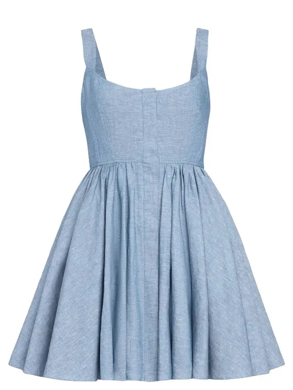 Alaïa Cotton-linen Mini Dress - Blue