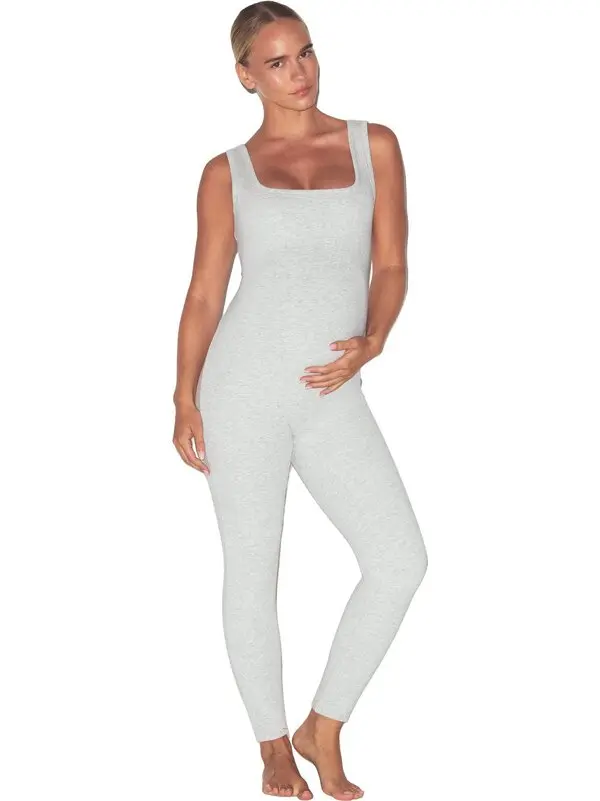 SKIMS Cotton Jersey Maternity Catsuit - Light Heather Grey